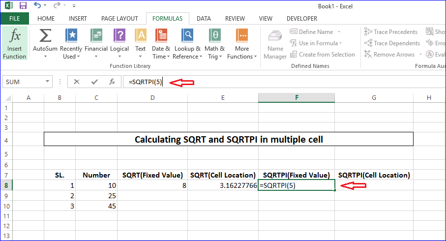 How to calculate Square Root and Square Root PI in Excel – Computer ...